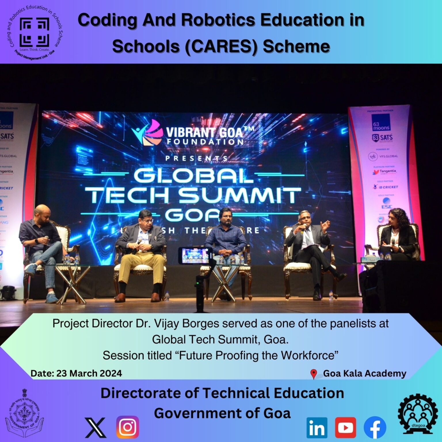 Project Director Dr. Vijay Borges served as one of the panellists at Global Tech Summit, Goa ...